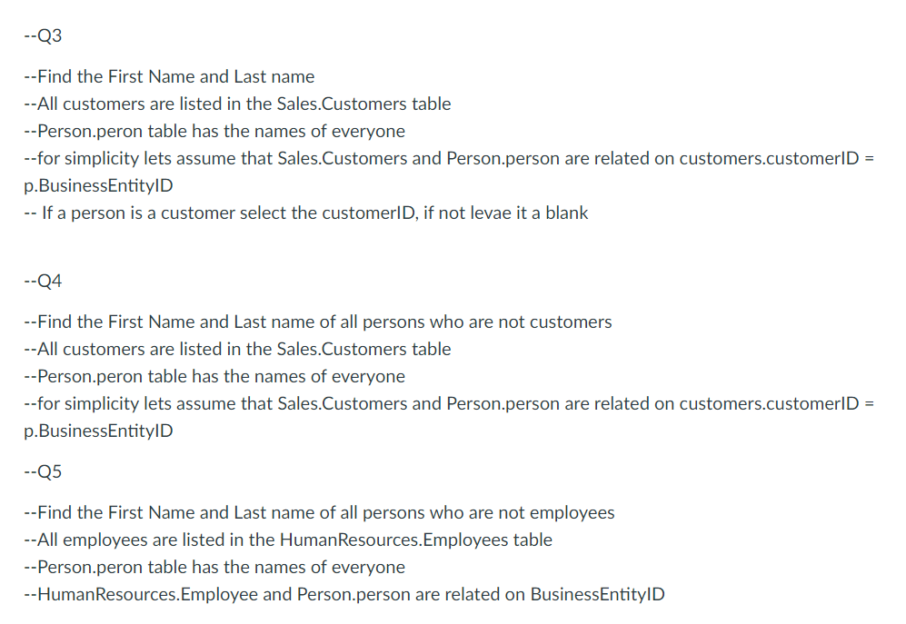 Solved --Q3 -- Find the First Name and Last name --All | Chegg.com