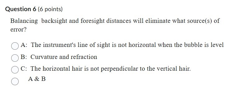 Solved Balancing backsight and foresight distances will | Chegg.com