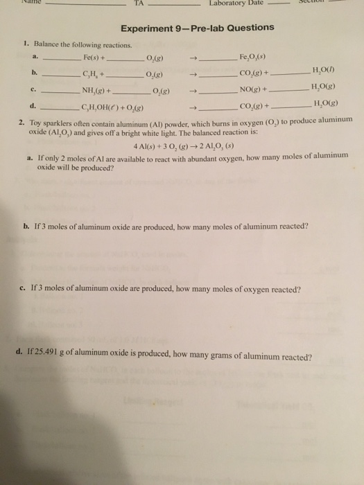 Solved TA Laboratory Date set Experiment 9-Pre-lab Questions | Chegg.com