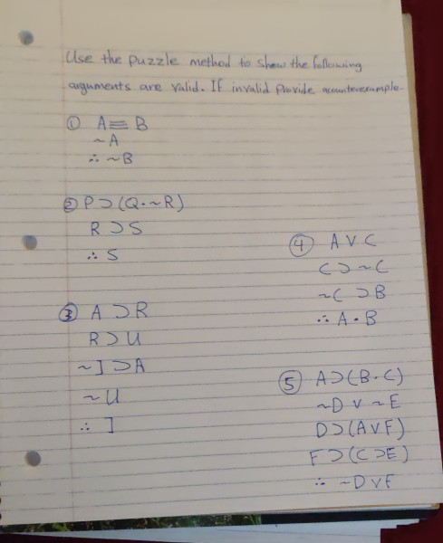 Solved Use the puzzle method to show the following auguments | Chegg.com