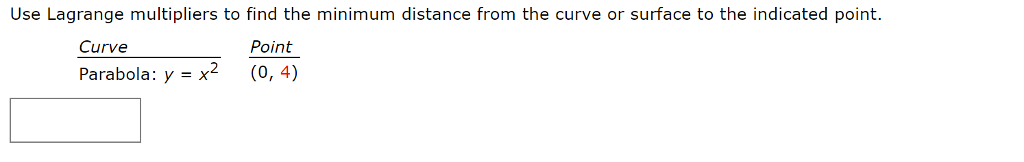 Solved Use Lagrange multipliers to find the minimum distance | Chegg.com