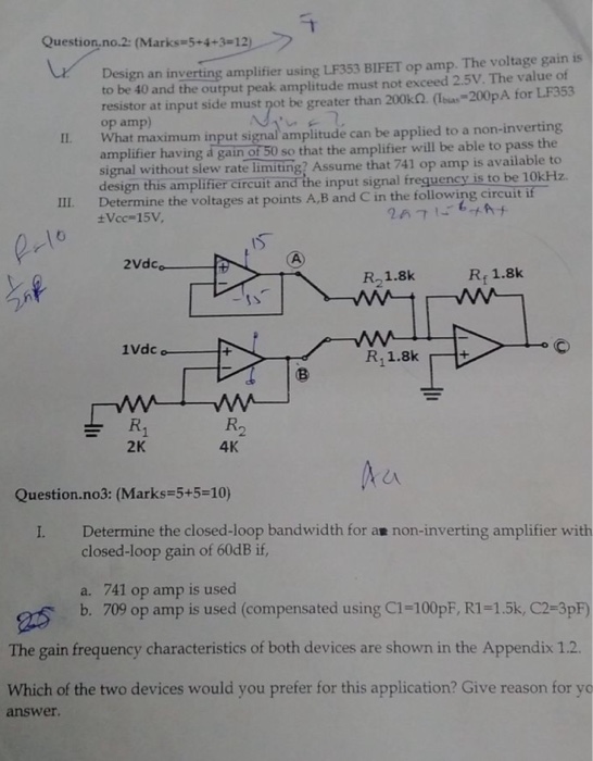 Solved Design an inverting amplifier using LF353 BIFET op | Chegg.com