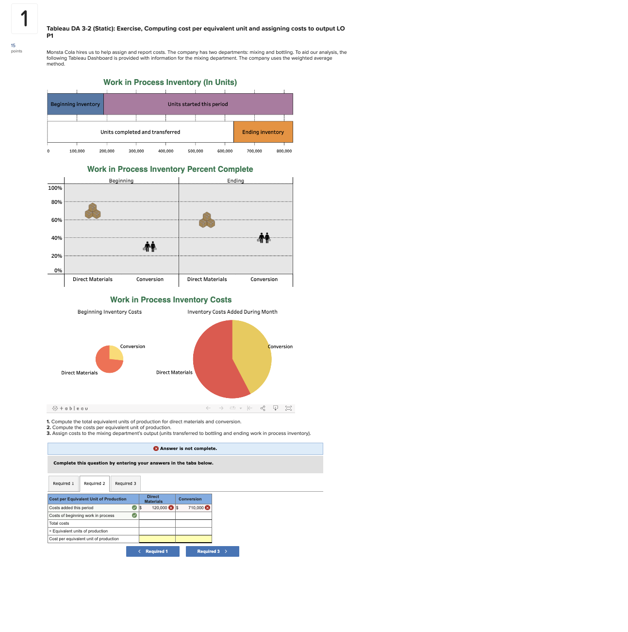 Tableau DA 3-2 (Static): Exercise, Computing cost per | Chegg.com