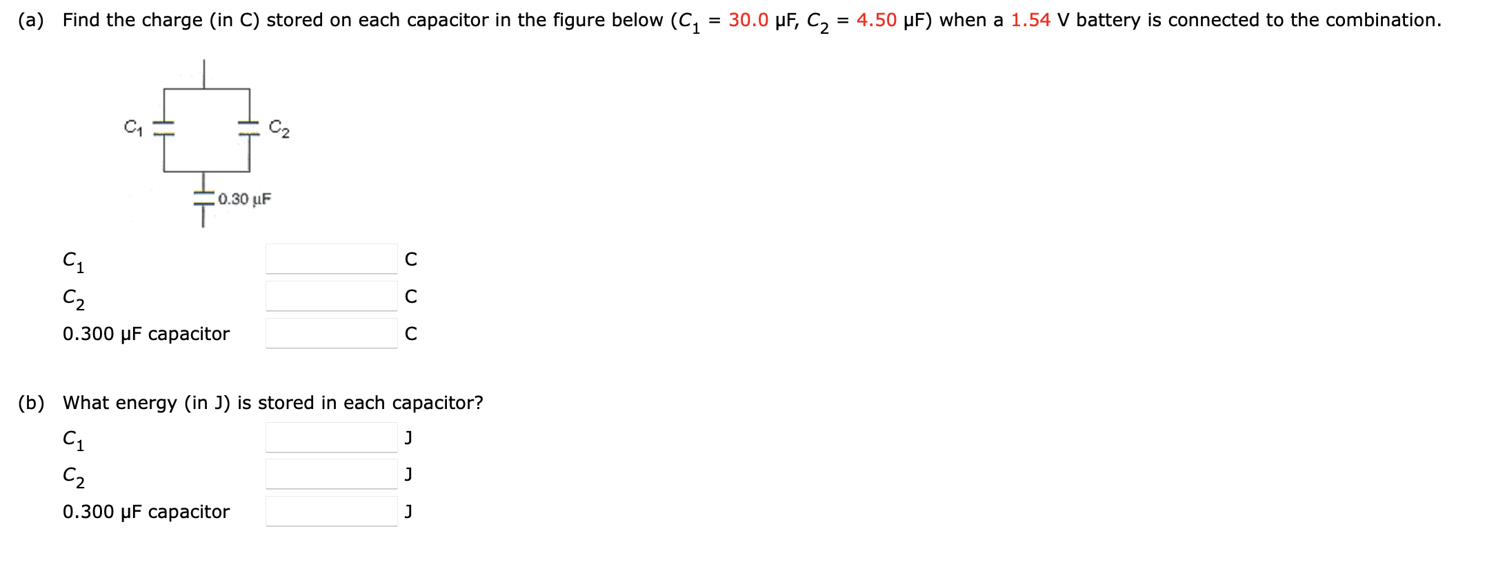 Solved (a) Find the charge (in C) stored on each capacitor | Chegg.com