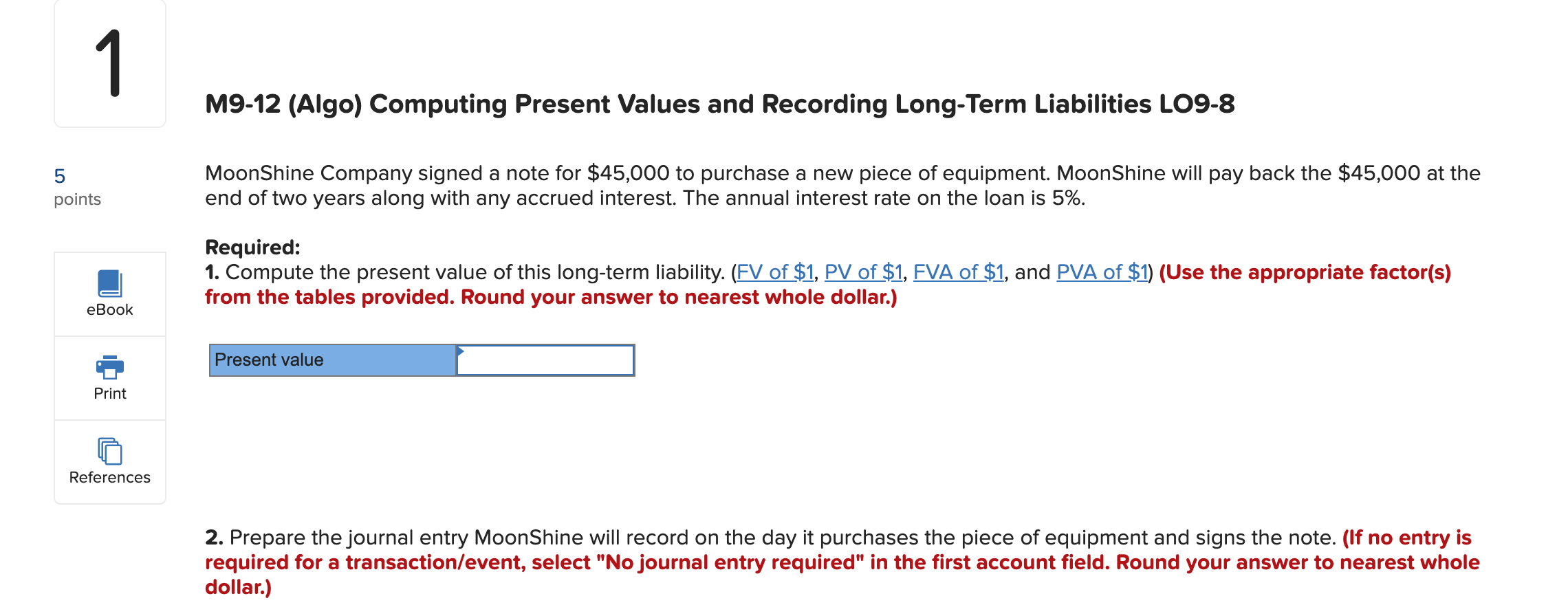 Solved 1 M9-12 (Algo) Computing Present Values and Recording | Chegg.com
