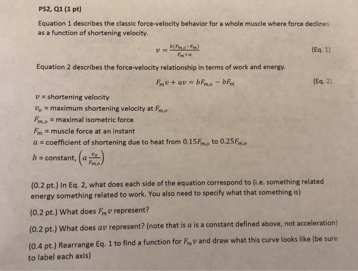 Solved PS2, Q1 (1 pt) Equation 1 describes the classic | Chegg.com