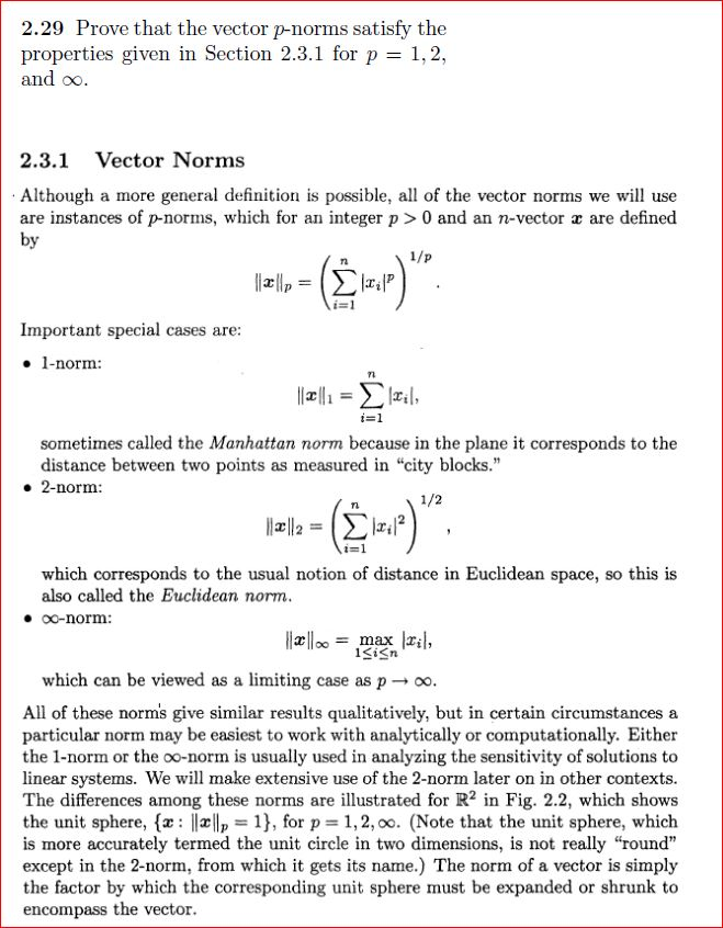 Solved 2.29 Prove that the vector p-norms satisfy the | Chegg.com