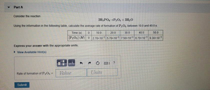 Solved Part A Consider the reaction Using the information in | Chegg.com