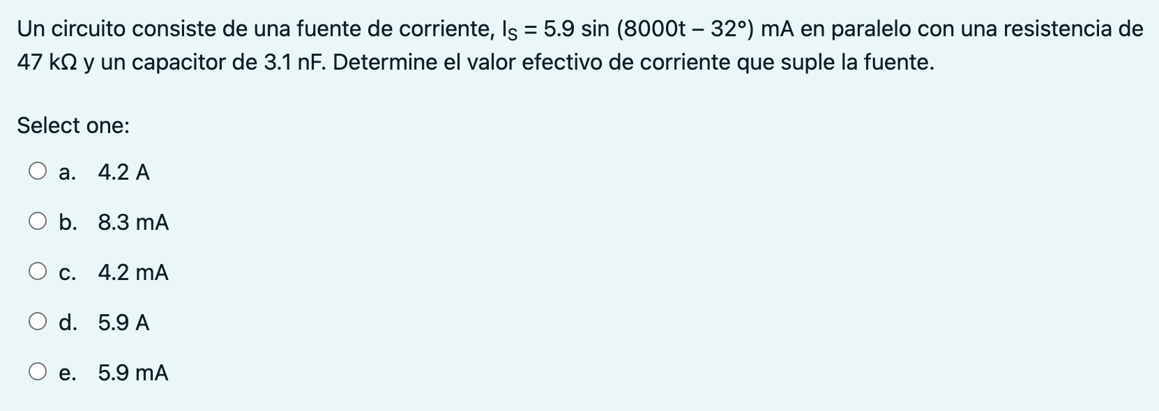 Solved Un circuito consiste de una fuente de corriente, | Chegg.com