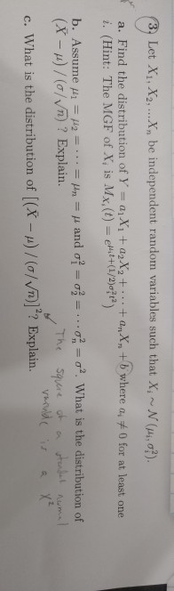 Solved 3, Let X, X2,X, be independent random variables such | Chegg.com