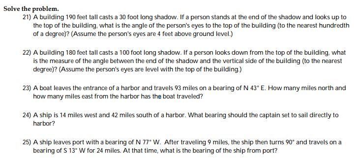 Solved Solve the problem. 21) A building 190 feet tall casts | Chegg.com