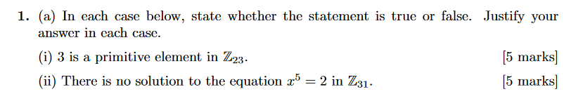 Solved (a) ﻿In each case below, state whether the statement | Chegg.com