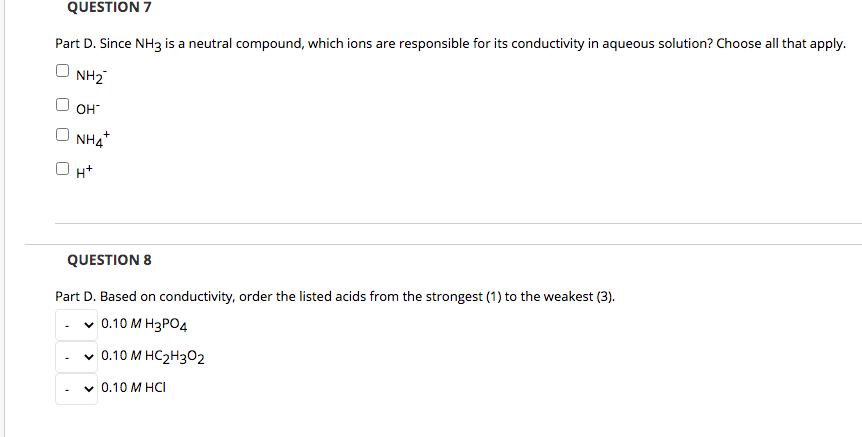 Solved QUESTION 7 Part D. Since NH3 is a neutral compound, | Chegg.com