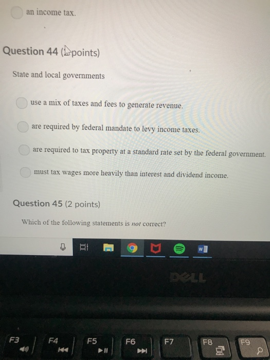 Solved an income tax. Question 44 (points) State and local | Chegg.com