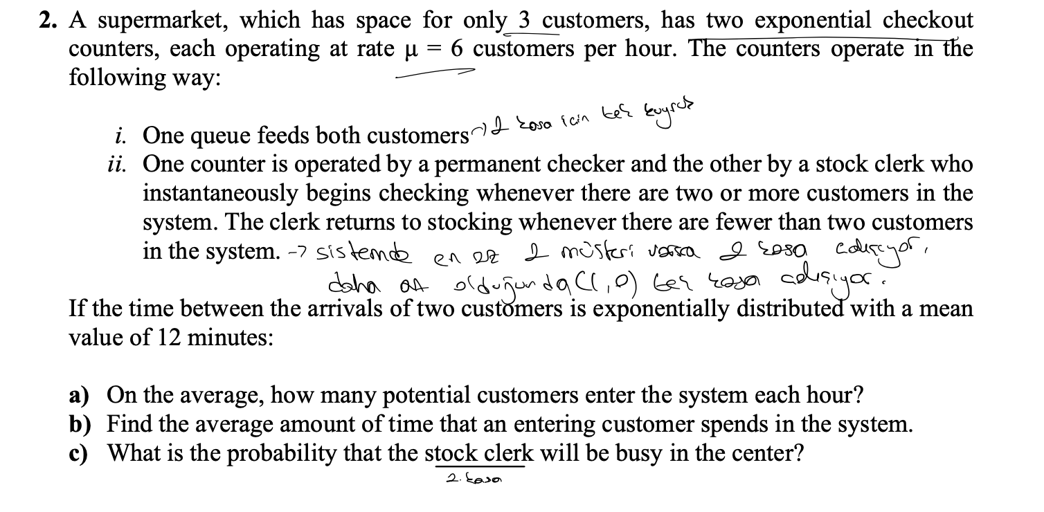Solved 2. A supermarket, which has space for only 3 | Chegg.com