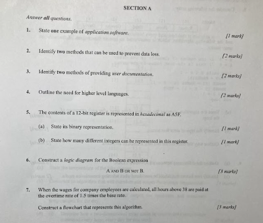 SECTIONA Answer all questions. 1. State one example | Chegg.com