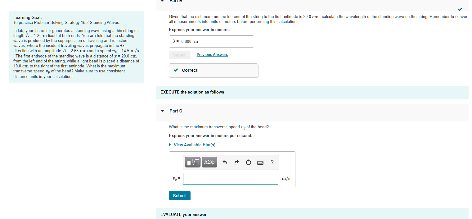 Solved What is the maximum transverse speed vyvyv_y of | Chegg.com