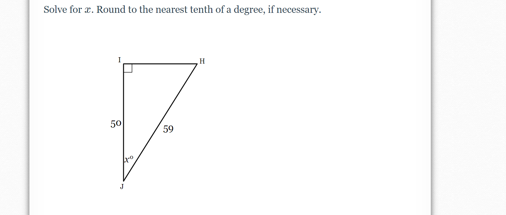 Solved Solve for x. Round to the nearest tenth of a degree, | Chegg.com
