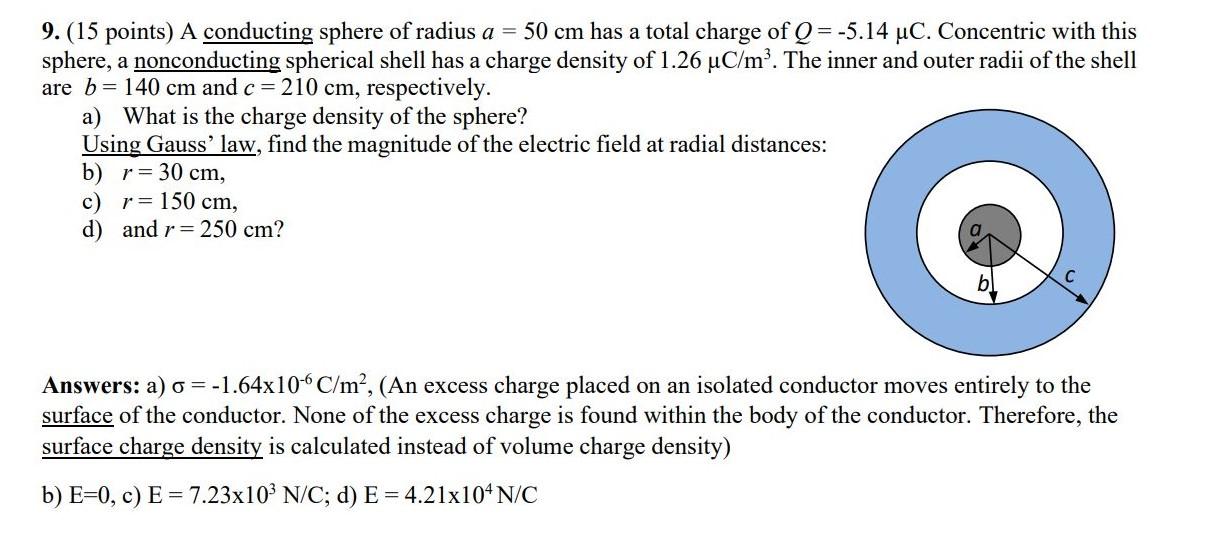 Solved 8. ( 15 points) A spherical shell centered at the | Chegg.com