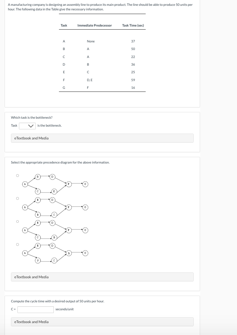 Solved A manufacturing company is designing an assembly line | Chegg.com