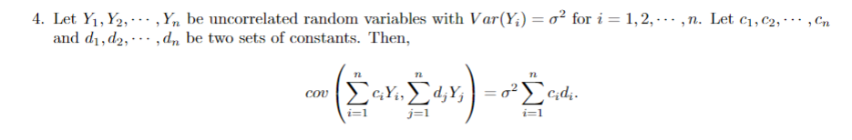 Solved 4. Let Yı, Y, . ,Y, be uncorrelated random variables | Chegg.com