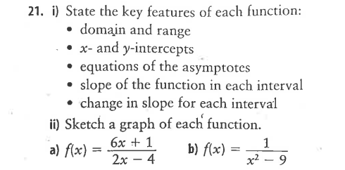 Solved 21. i) State the key features of each function: • | Chegg.com