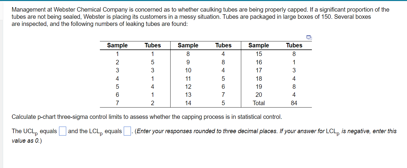 Solved Management at Webster Chemical Company is concerned | Chegg.com