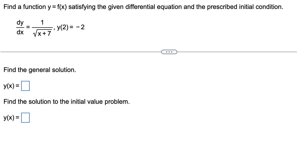 Solved Find a function y=f(x) ﻿satisfying the given | Chegg.com