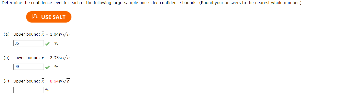 Solved Determine the confidence level for each of the | Chegg.com