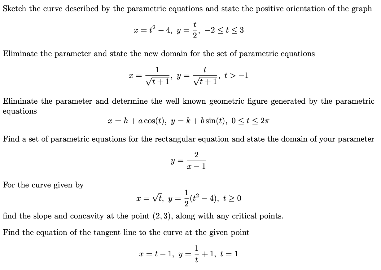 Solved Sketch The Curve Described By The Parametric