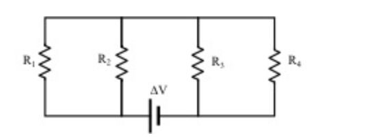 Solved Four resistors, R1 = 4.0 Ω, R2 = 7.0 Ω, R3 = 14 Ω and | Chegg.com
