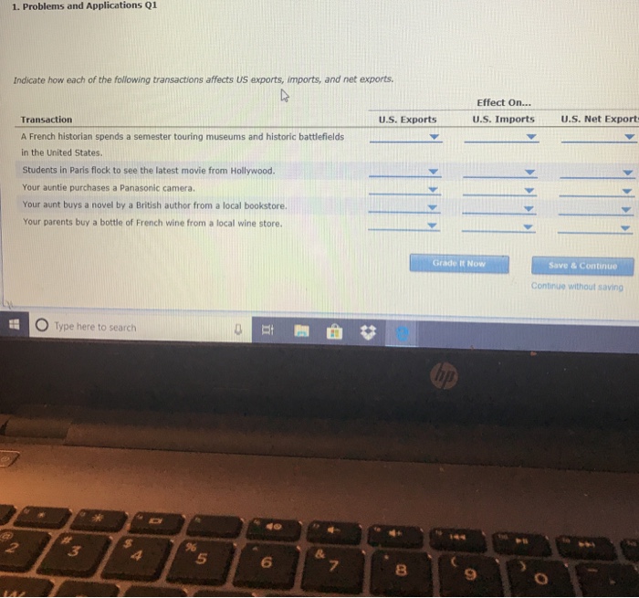 Solved 1. Problems and Applications Q1 Indicate how each of | Chegg.com