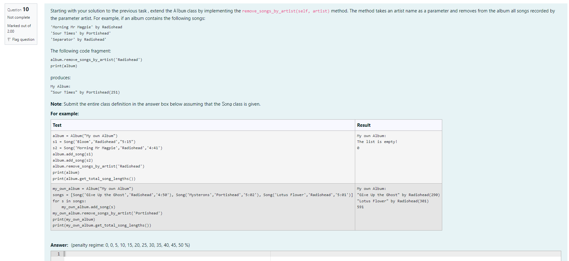 the parameter artist. For example, if an album | Chegg.com