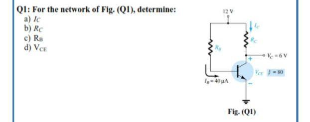 Solved 12V Q1: For the network of Fig. (Q1), determine: a) | Chegg.com