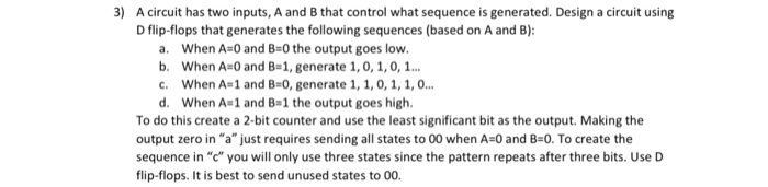 Solved ) A circuit has two inputs, A and B that control what | Chegg.com