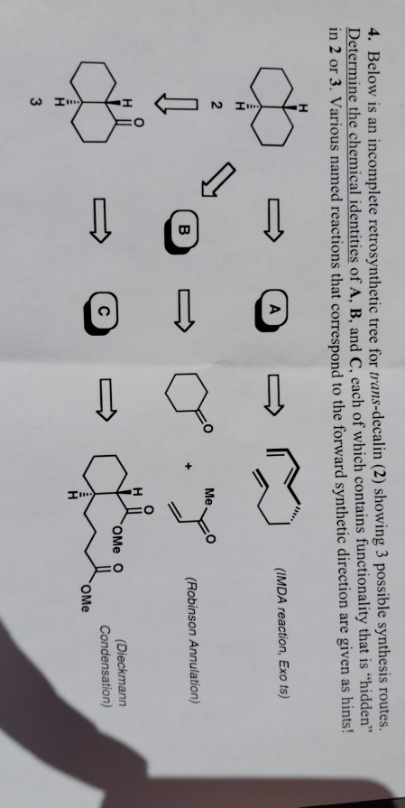 Solved plete retrosynthetic tree for trans-decalin (2) | Chegg.com