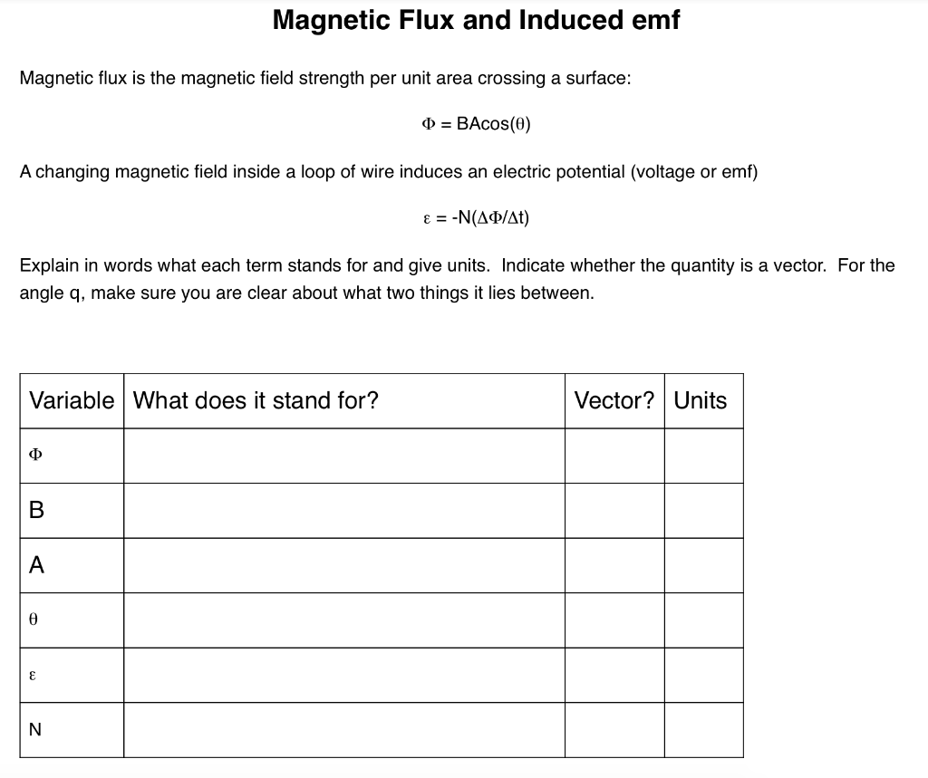 Solved Magnetic Flux and Induced emf Magnetic flux is the | Chegg.com