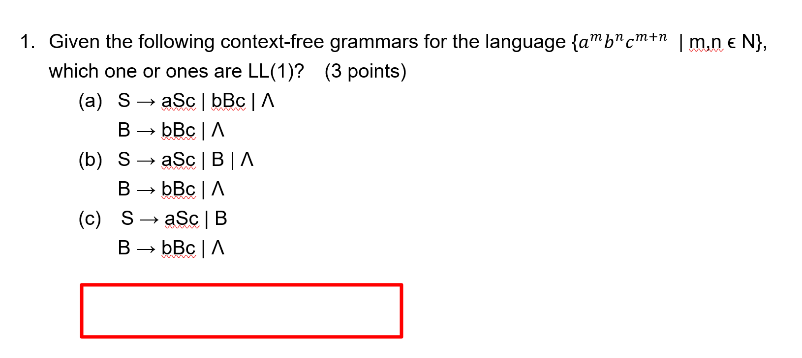 Solved 1. Given the following context-free grammars for the | Chegg.com