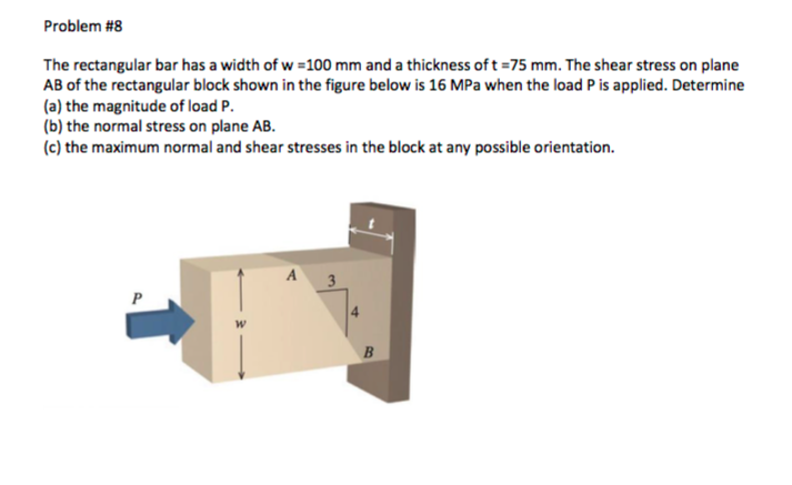 Solved Problem #8 The rectangular bar has a width of w=100 | Chegg.com