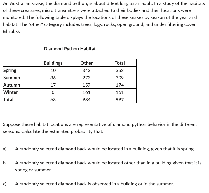 Solved An Australian snake, the diamond python, is about 3 | Chegg.com