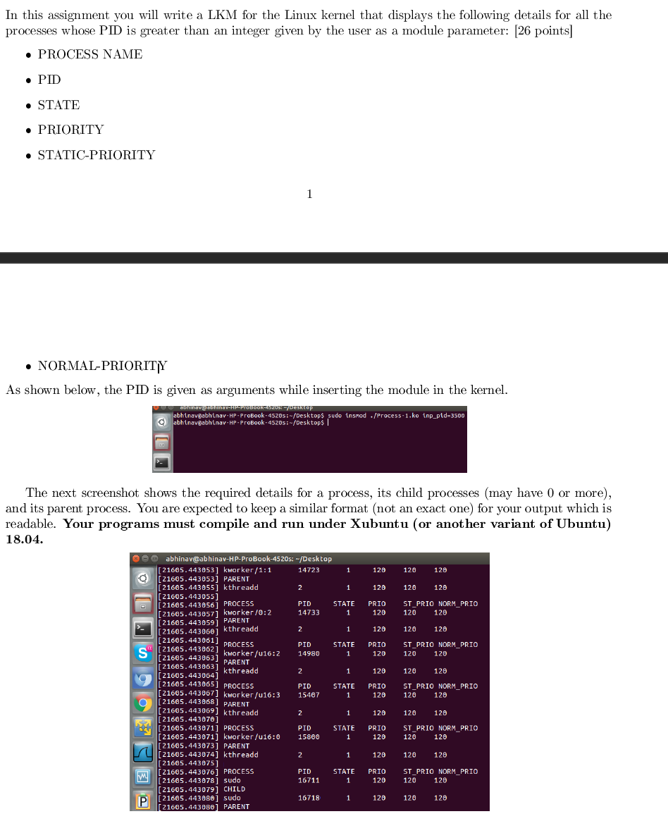 In this assignment you will write a LKM for the Linux | Chegg.com