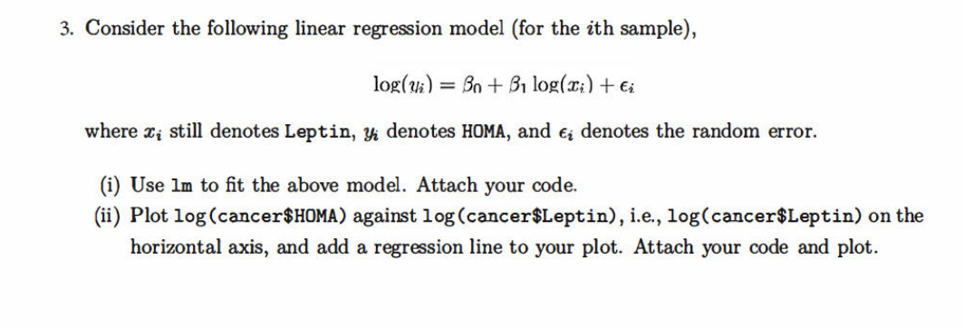 3. Consider the following linear regression model | Chegg.com