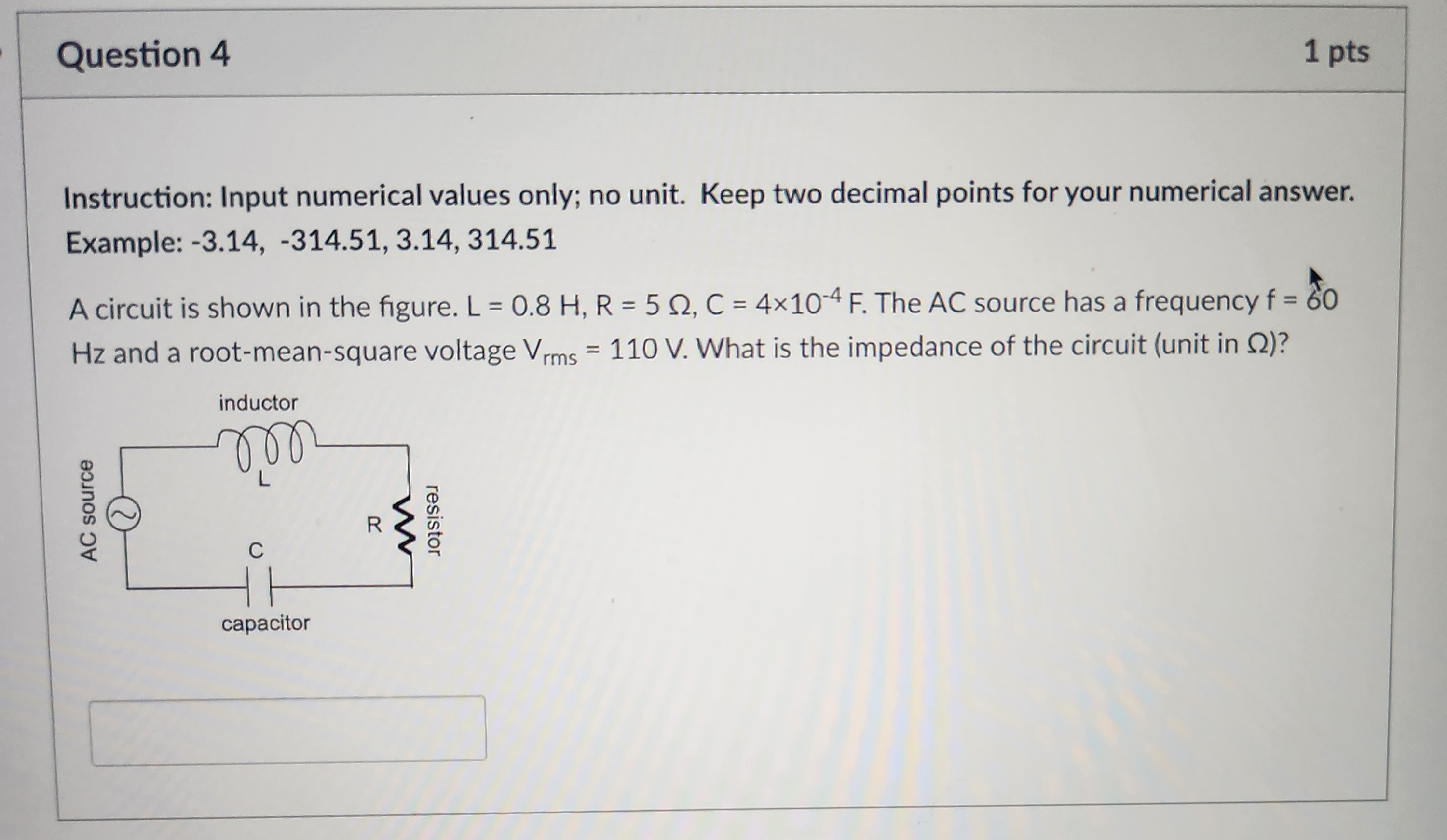 Solved Instruction: Input numerical values only; no unit. | Chegg.com