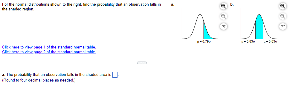 Solved For the normal distributions shown to the right, find | Chegg.com
