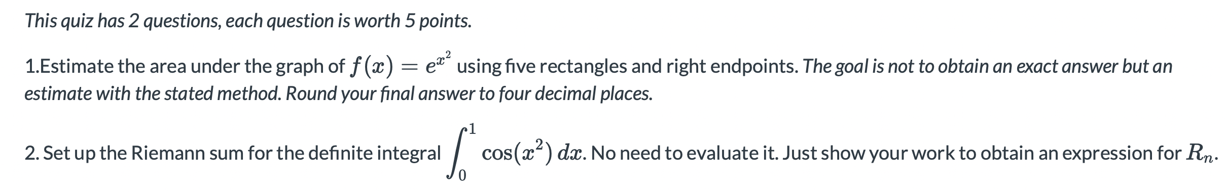 Solved This quiz has 2 questions, each question is worth 5 | Chegg.com