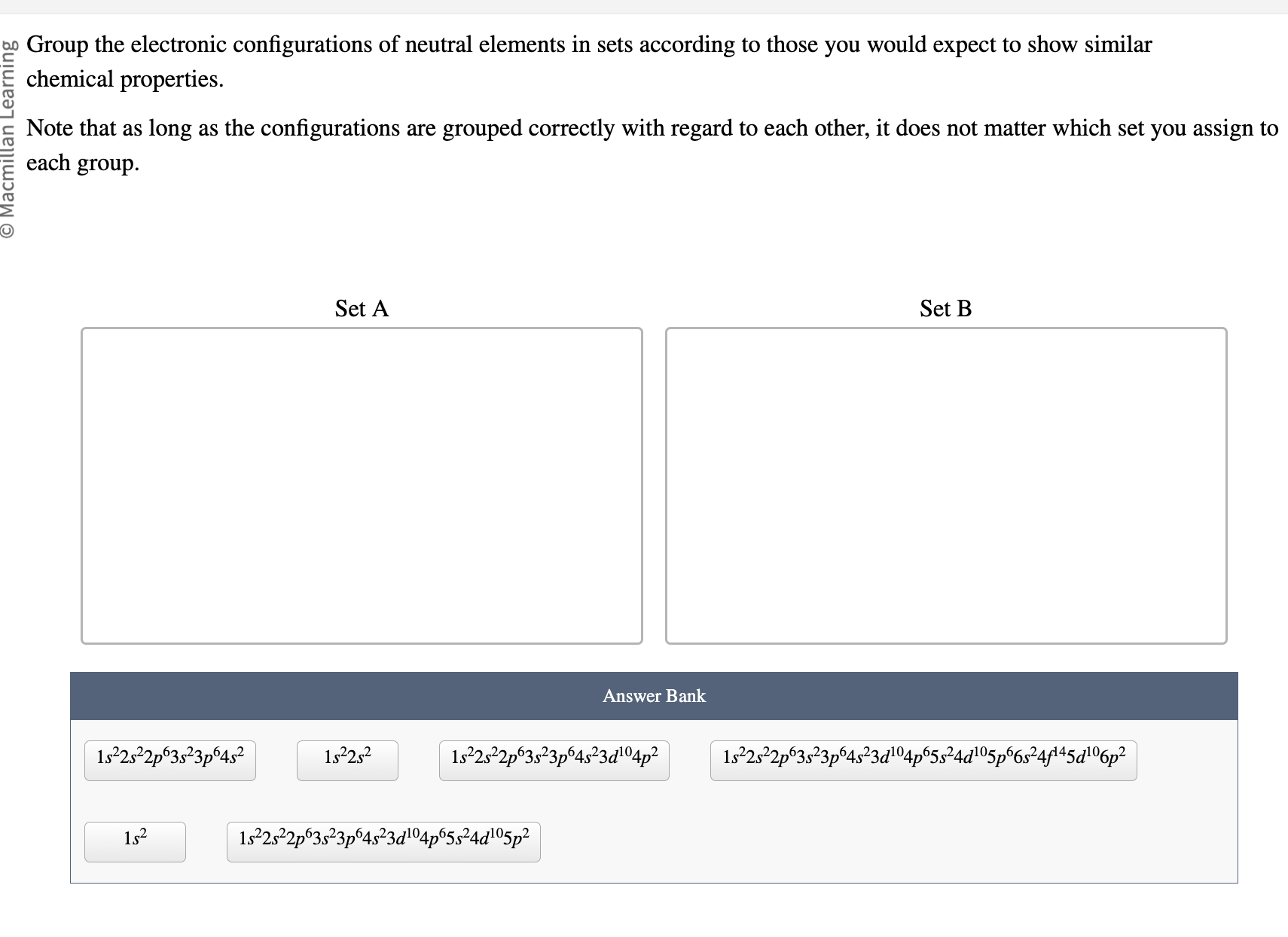Solved Group the electronic configurations of ﻿neutral | Chegg.com