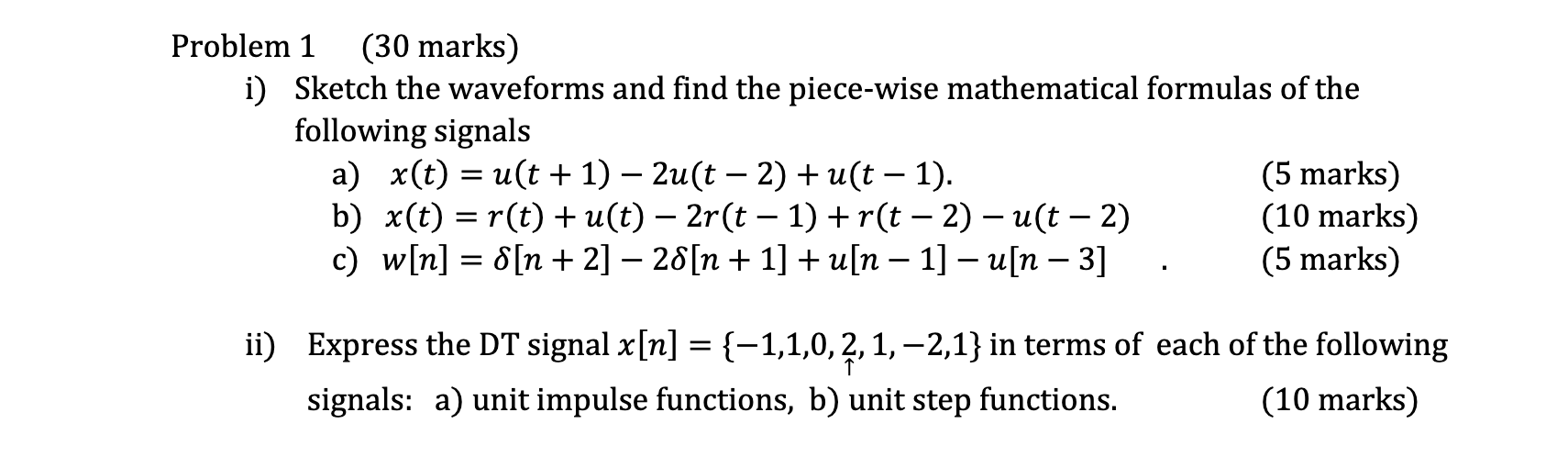 Solved roblem 1 (30 marks) i) Sketch the waveforms and find | Chegg.com