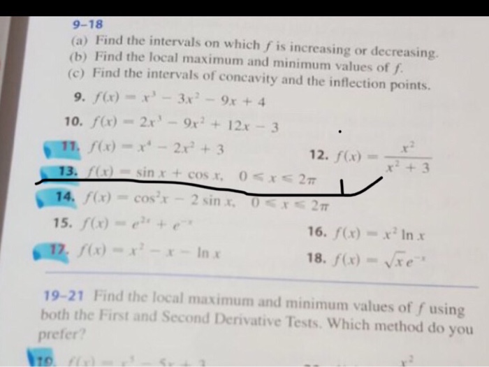 Solved 9-18 (a) Find the intervals on which f is increasing | Chegg.com