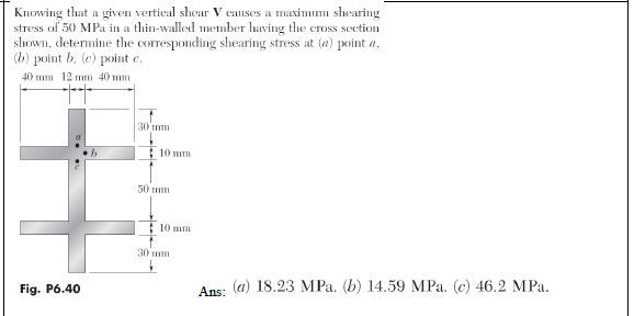 Solved Knowing that a given vertical shear V causes a | Chegg.com