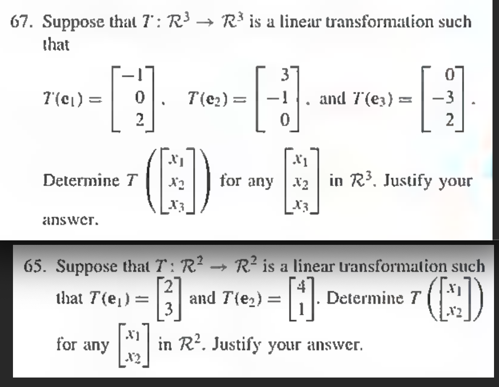 Solved a 67. Suppose that 7: R3 → R* is a linear | Chegg.com